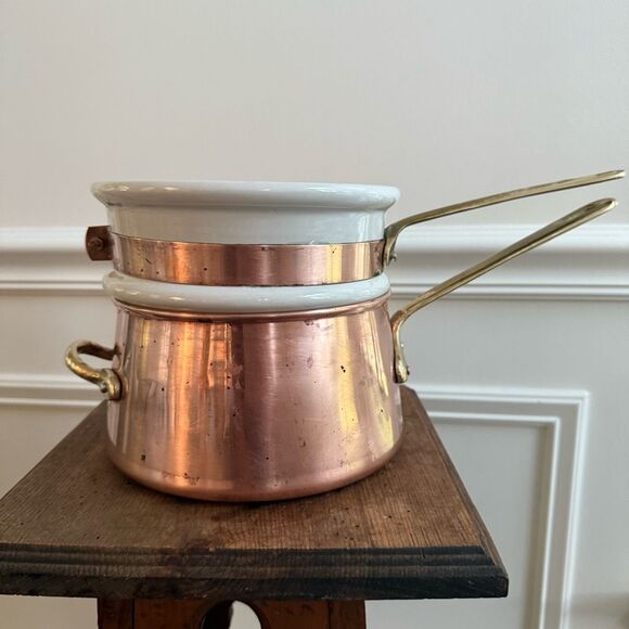 Vintage | Kitchen | Vintage Bain Marie Double Boiler Copper Brass ...